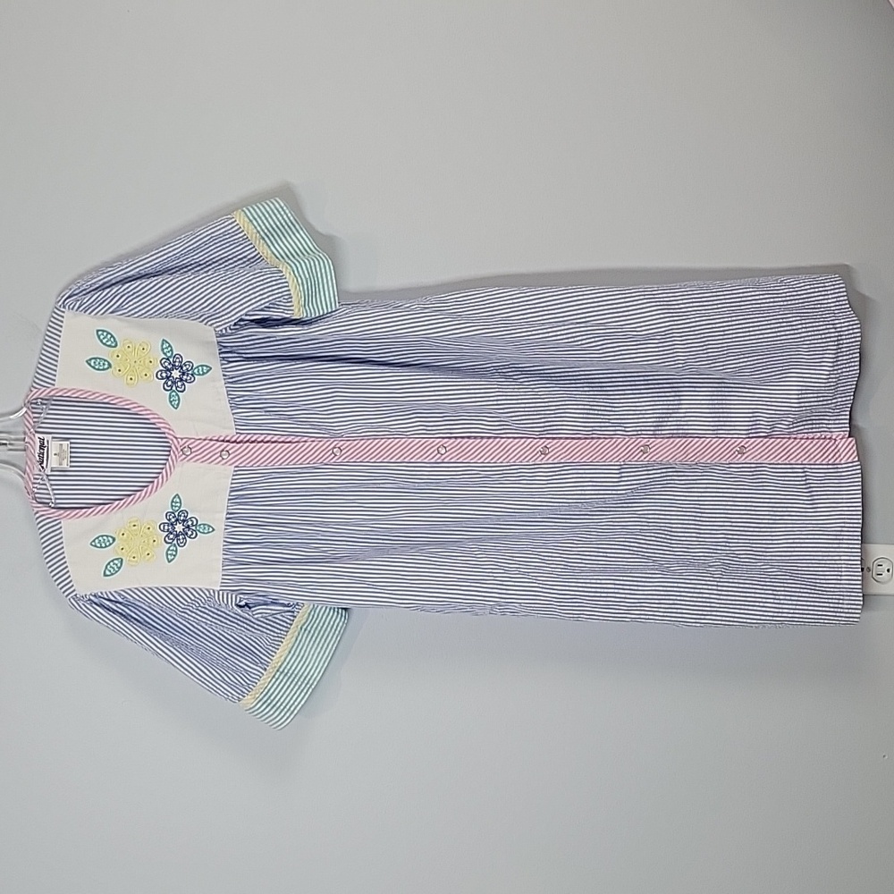 National Seersucker Robe Snap Front With Pockets Small - Gem